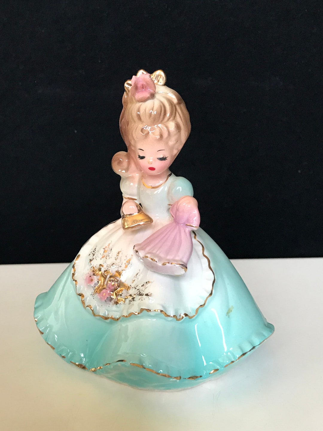 Vintage Josef Originals Figurine “girl in Turquoise Dress With Iron” - Etsy