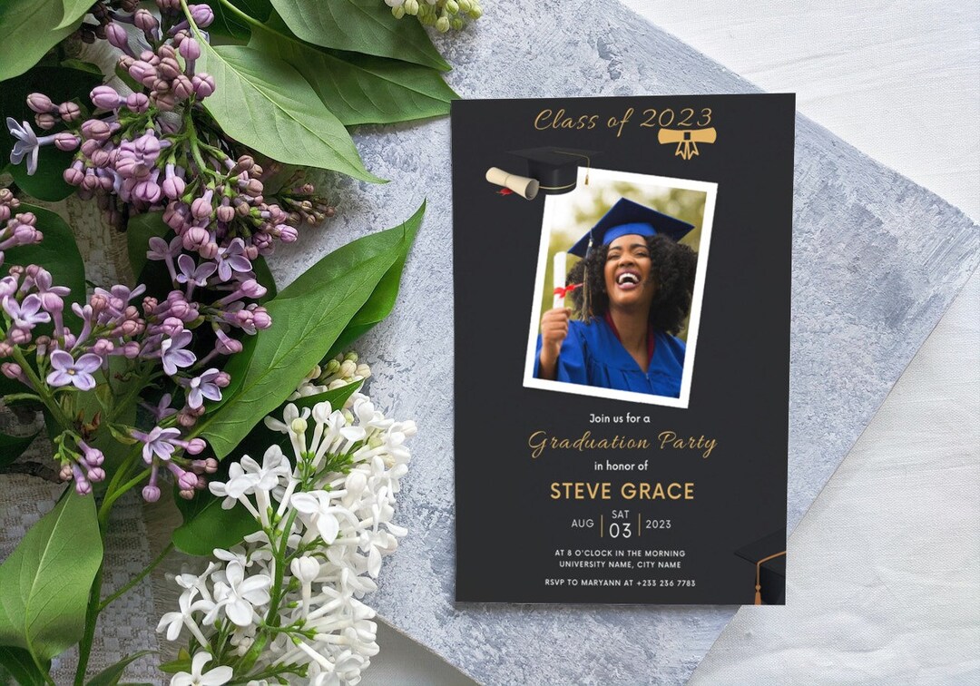 Editable Graduation Party Invitation Template With Photos for Instant ...