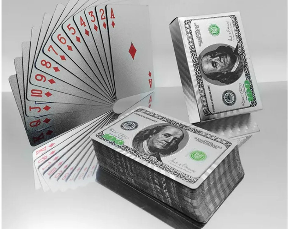 Silver and Gold Poker Cards Set, Dollar Playing Cards, Luxury Playing ...