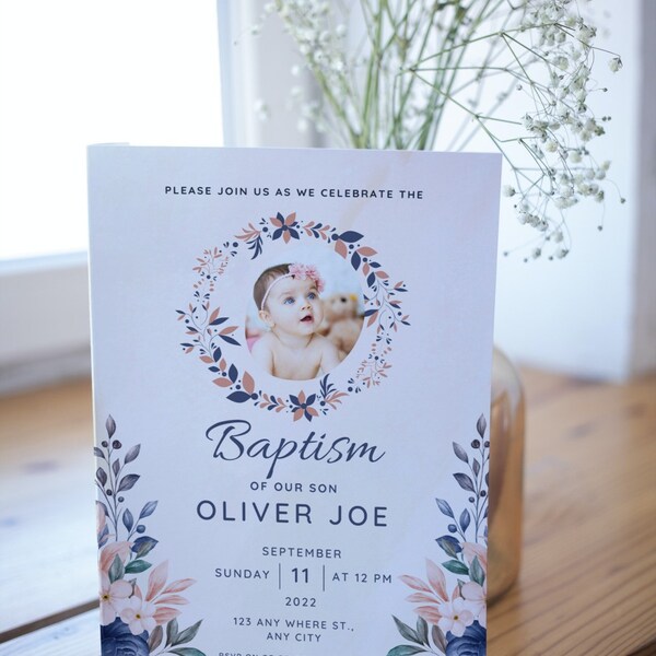 Baptism Photo Invitation - Etsy