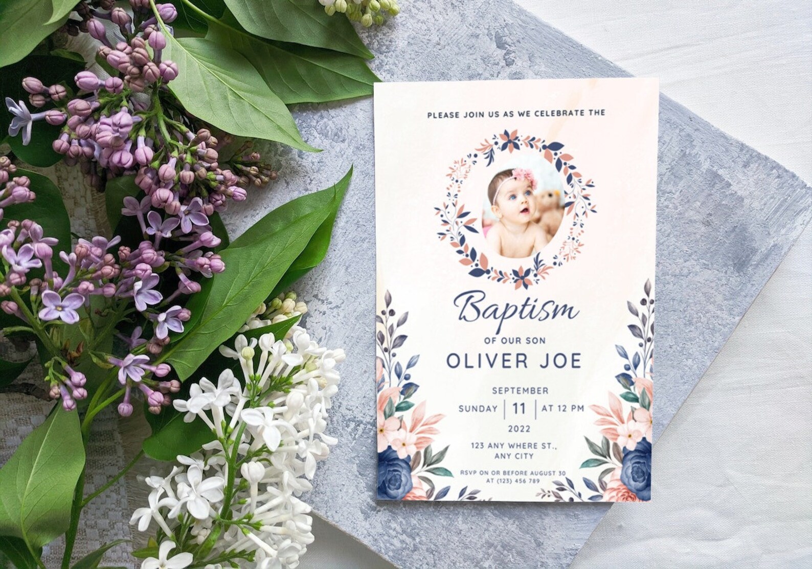 Editable Baptism Invitation Template, Christening Invitation Printable ...