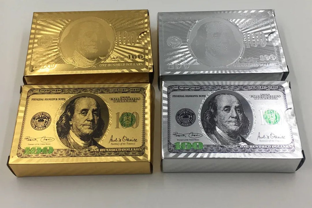 Silver and Gold Poker Cards Set, Dollar Playing Cards, Luxury Playing ...