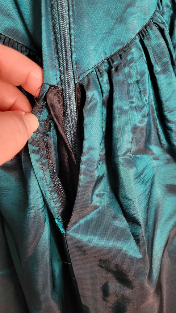 1990s Vintage Alfred Angelo Teal Tafita & Lace Off Sh… - Gem