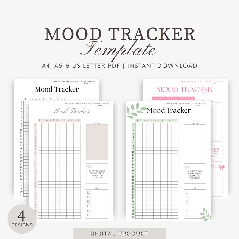 Mood Tracker Template | Digital Mood Tracker | Printable Mood Tracker ...