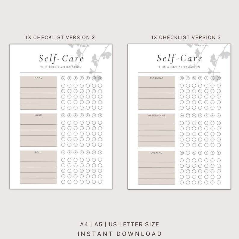Printable Self-care Checklist: Daily Tracker (PDF Download) - Etsy