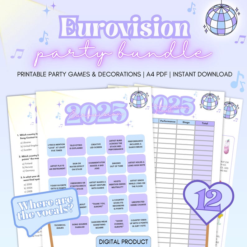 Printable Eurovision 2025 Party Bundle - Updated 2025 Version ...