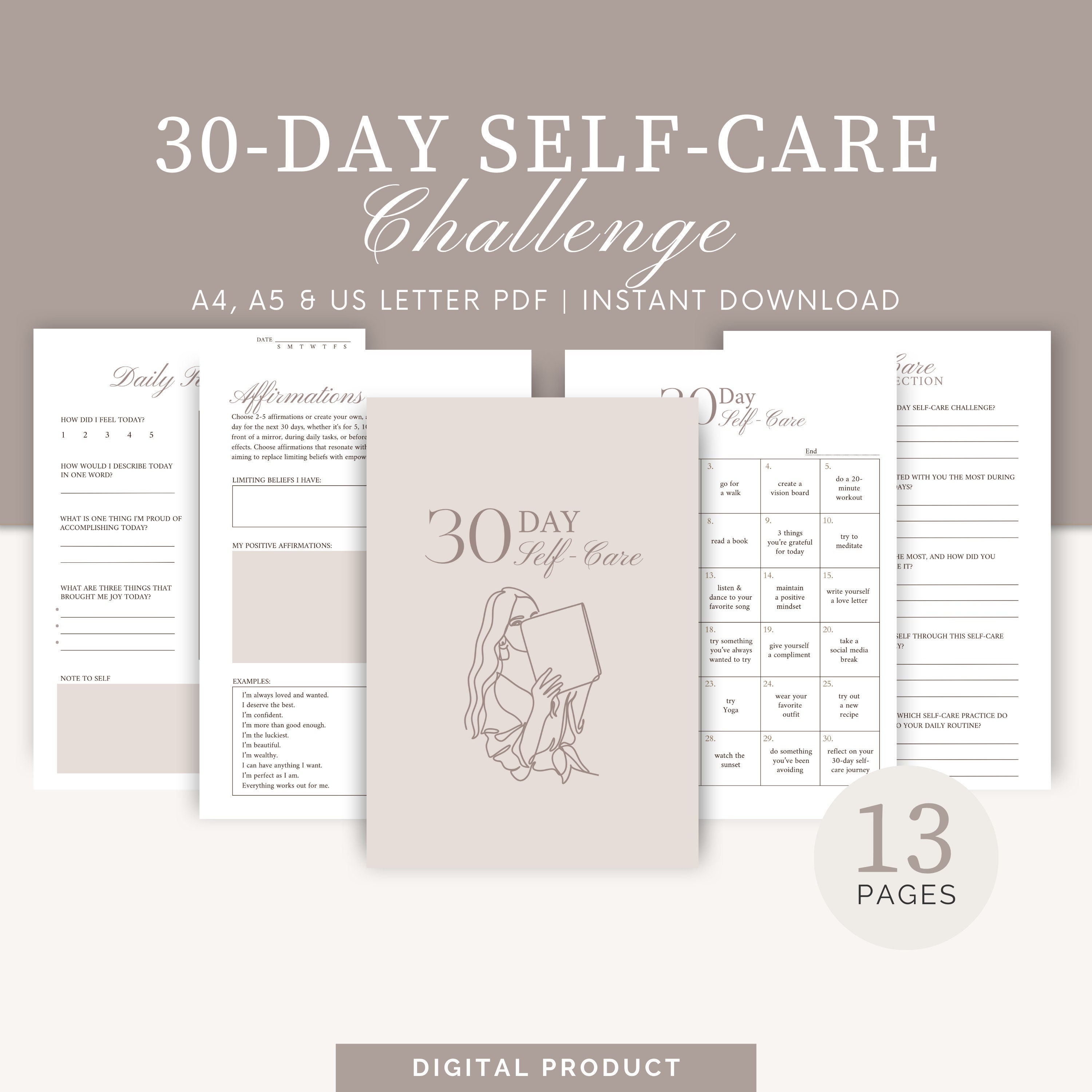 30-day Self-care Challenge - Printable Self-care Challenge - Self-care ...