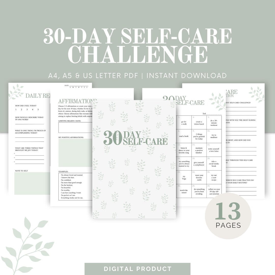 30-day Self-care Challenge - Printable Self-care Challenge - Self-care ...