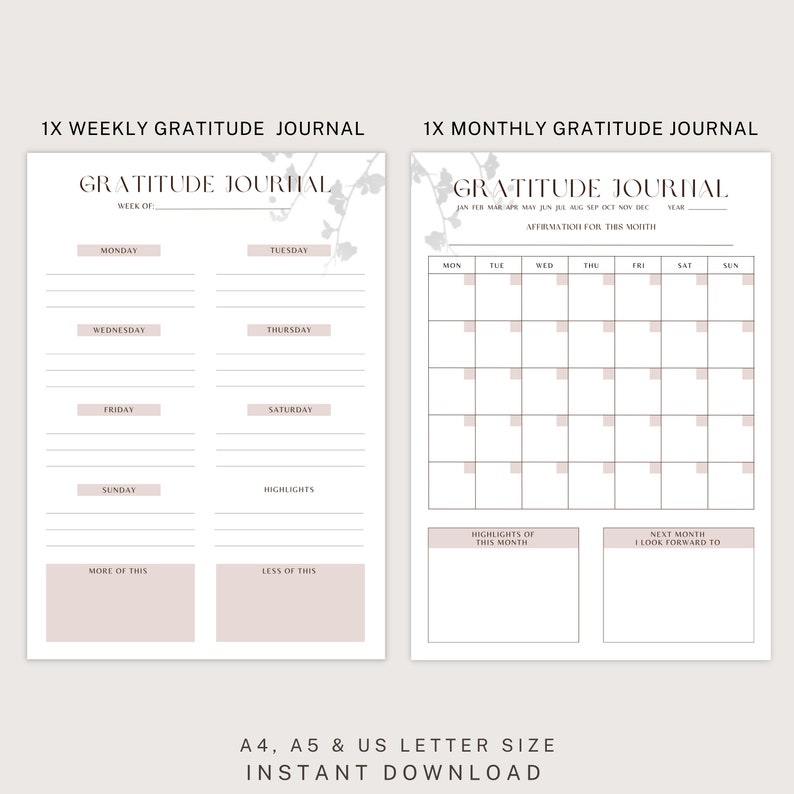 Printable Gratitude Journal - Digital Gratitude - Daily Gratitude ...