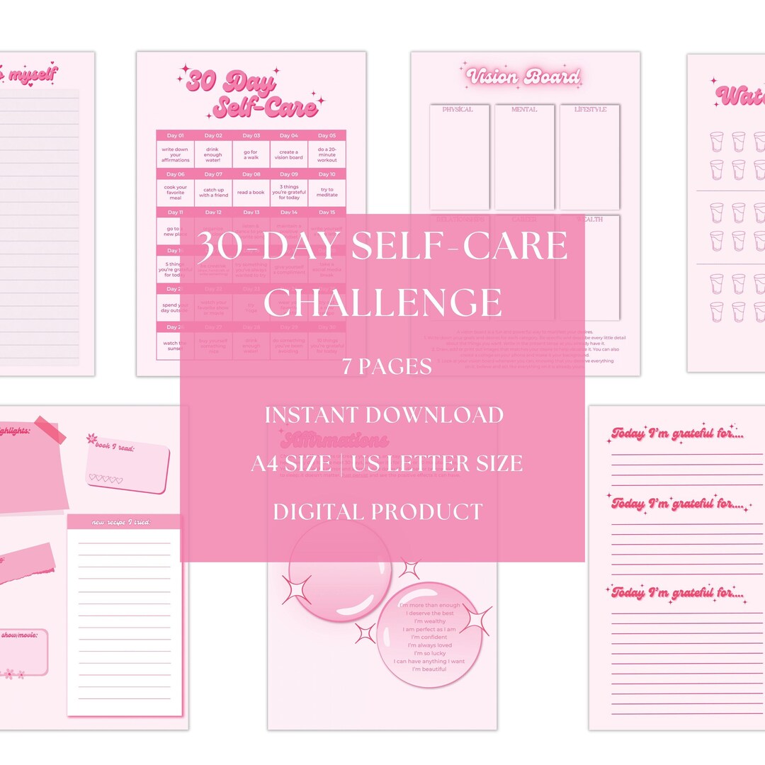 30-day Self-care Challenge Printable Self-care Challenge - Etsy
