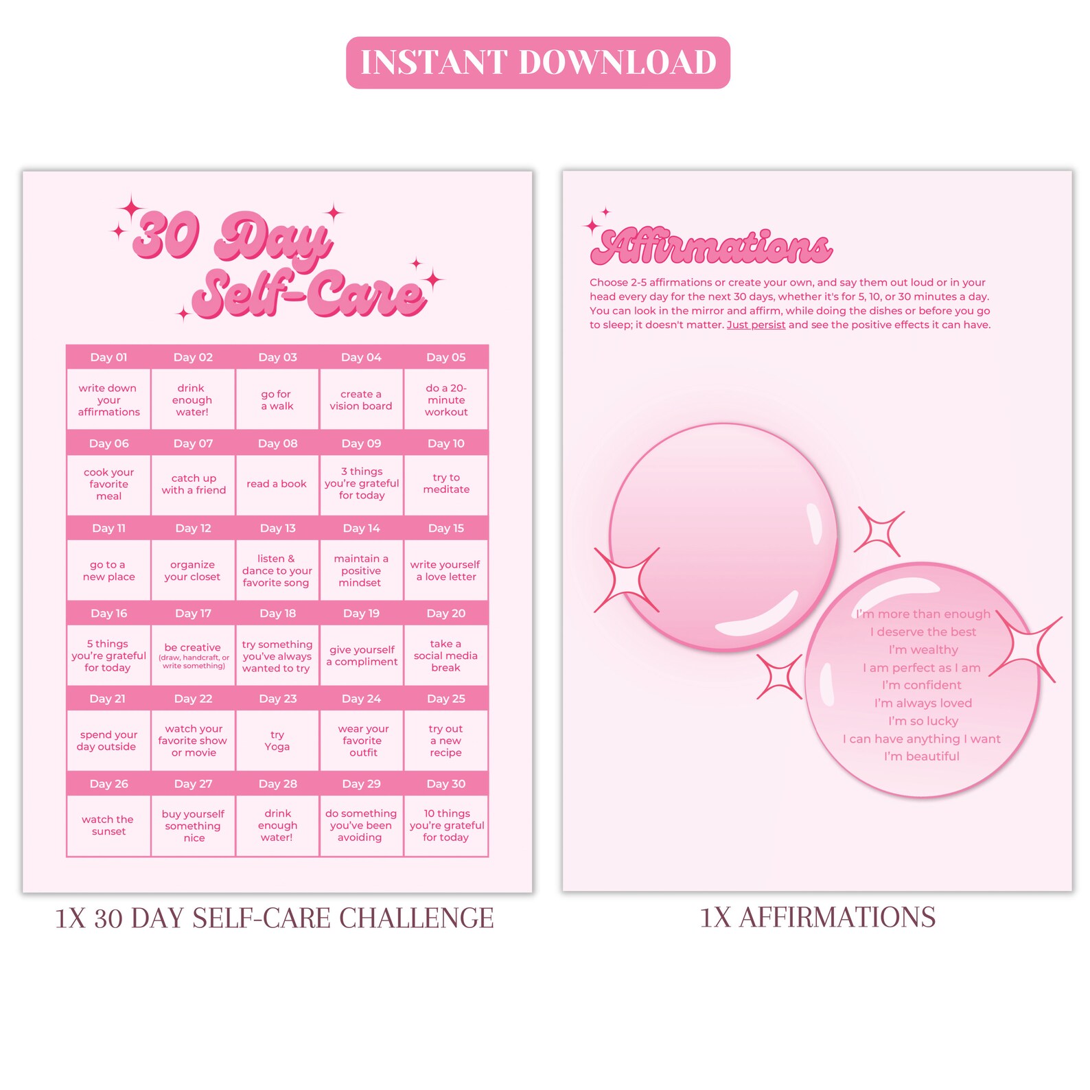 30-day Self-care Challenge Printable Self-care Challenge - Etsy