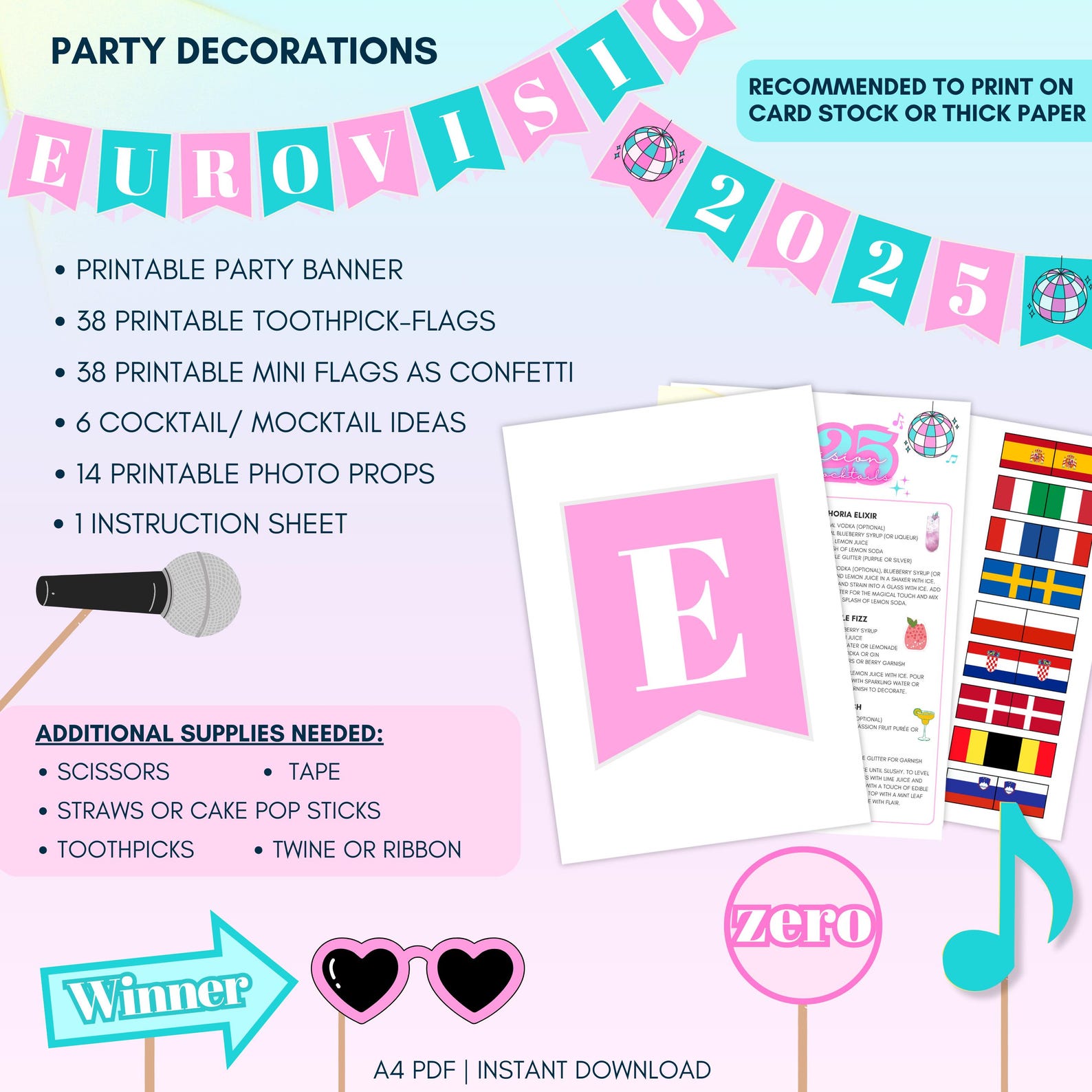 Printable Eurovision 2025 Party Bundle - Updated 2025 Version ...