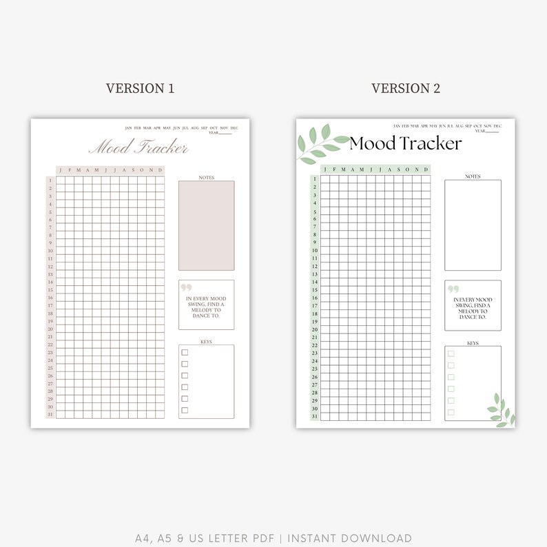 Mood Tracker Template | Digital Mood Tracker | Printable Mood Tracker ...