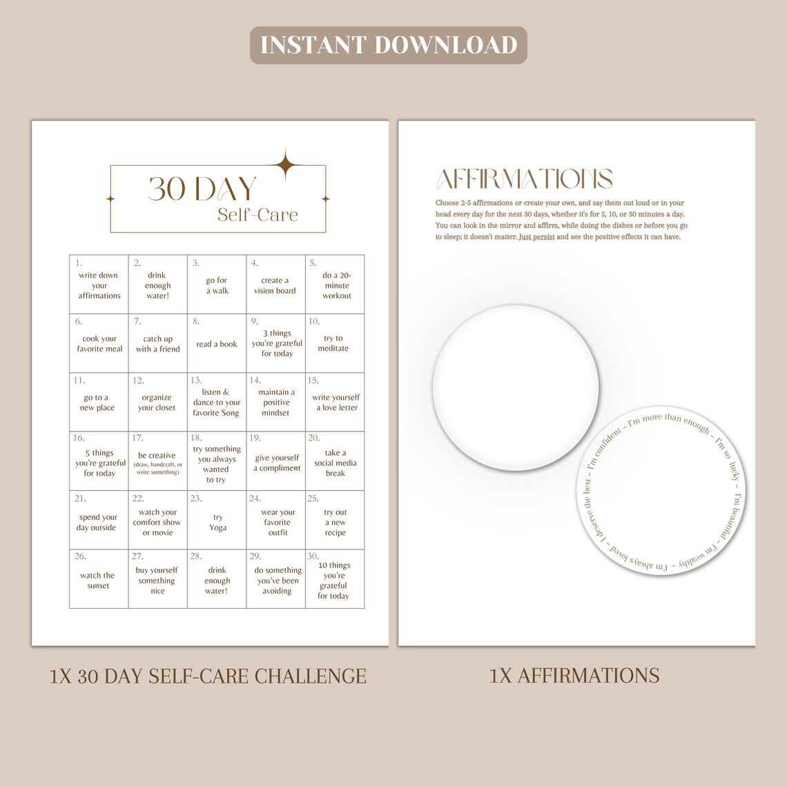 30-day Self-care Challenge Printable Self-care Challenge - Etsy