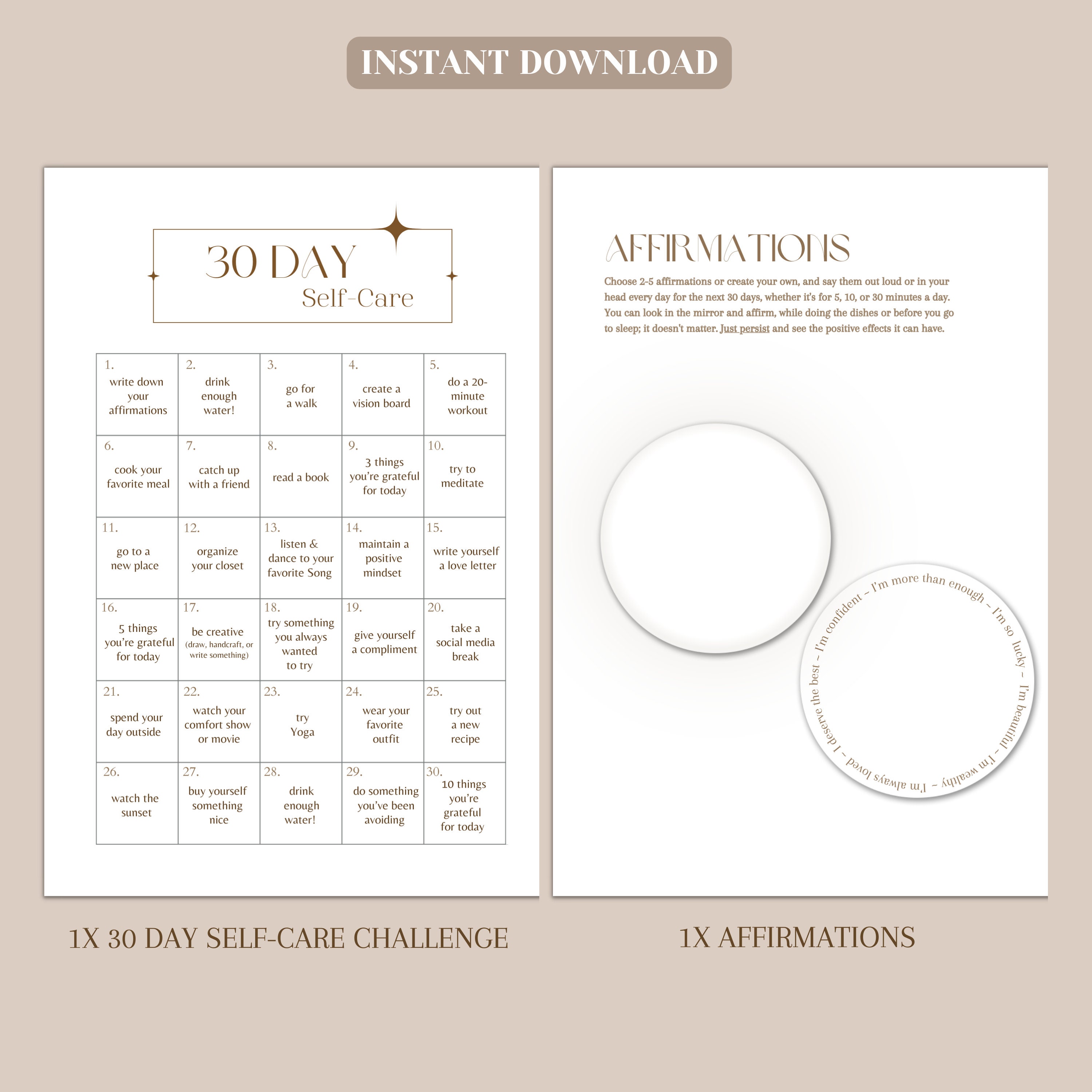 30-day Self-care Challenge Printable Self-care Challenge - Etsy