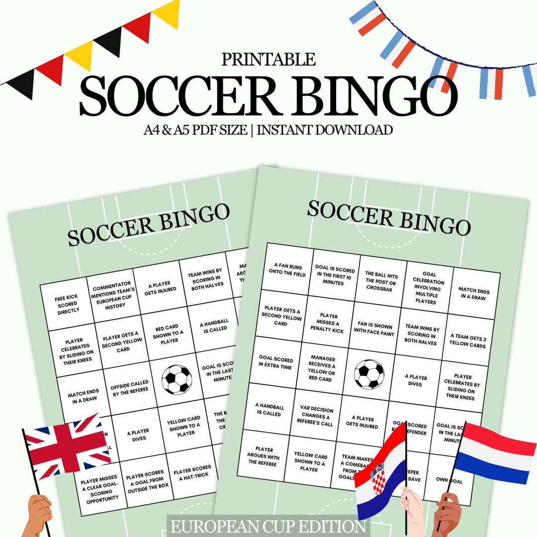 Printable Soccer Bingo - Soccer Party Game - European Cup Edition ...