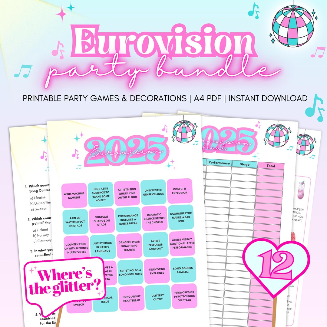 Printable Eurovision 2025 Party Bundle - Updated 2025 Version ...