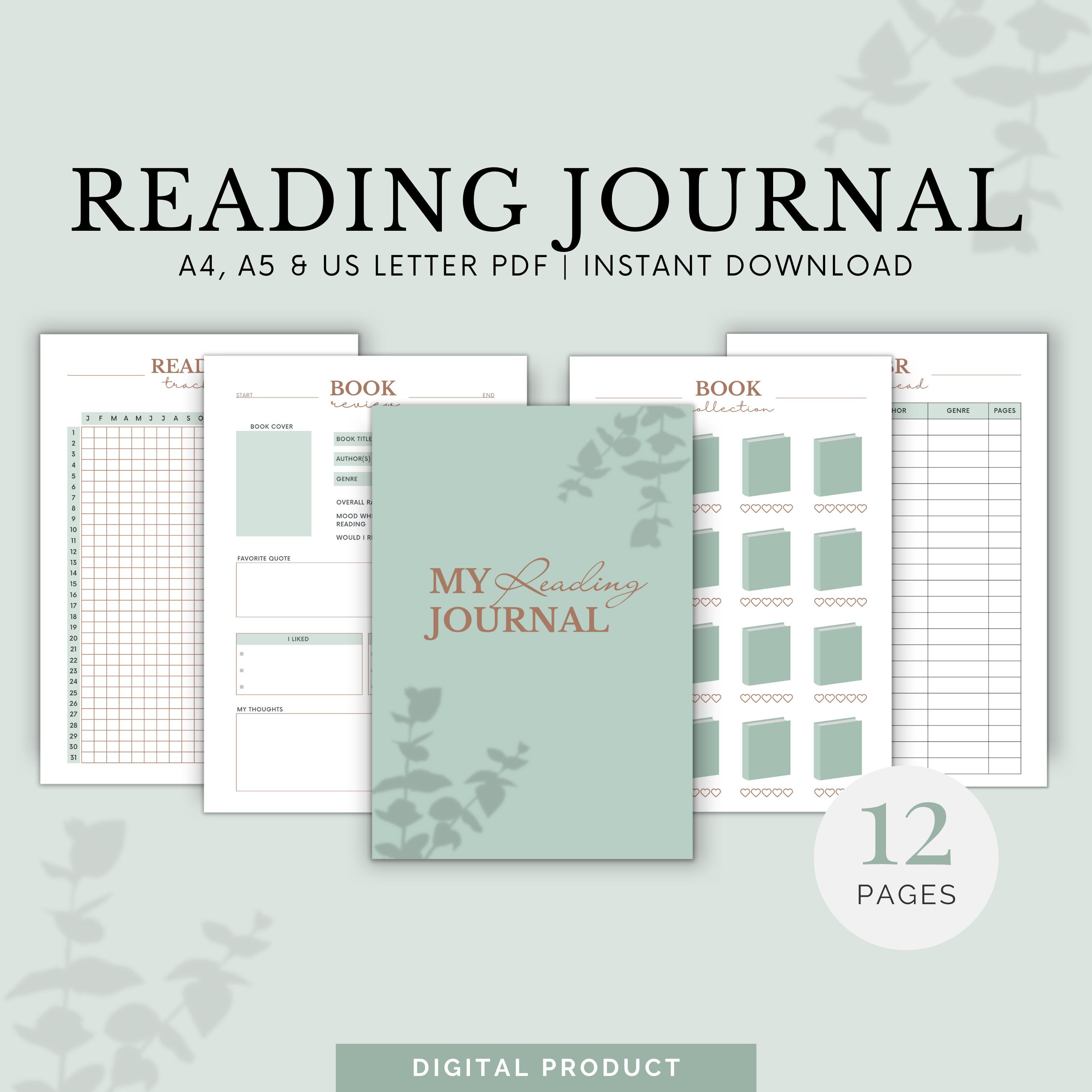 Digital Reading Journal Printable Reading Journal Book Journal Book ...