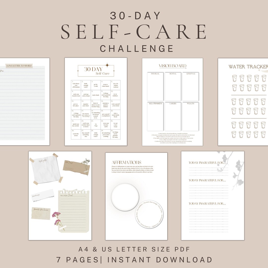 30-day Self-care Challenge Printable Self-care Challenge - Etsy