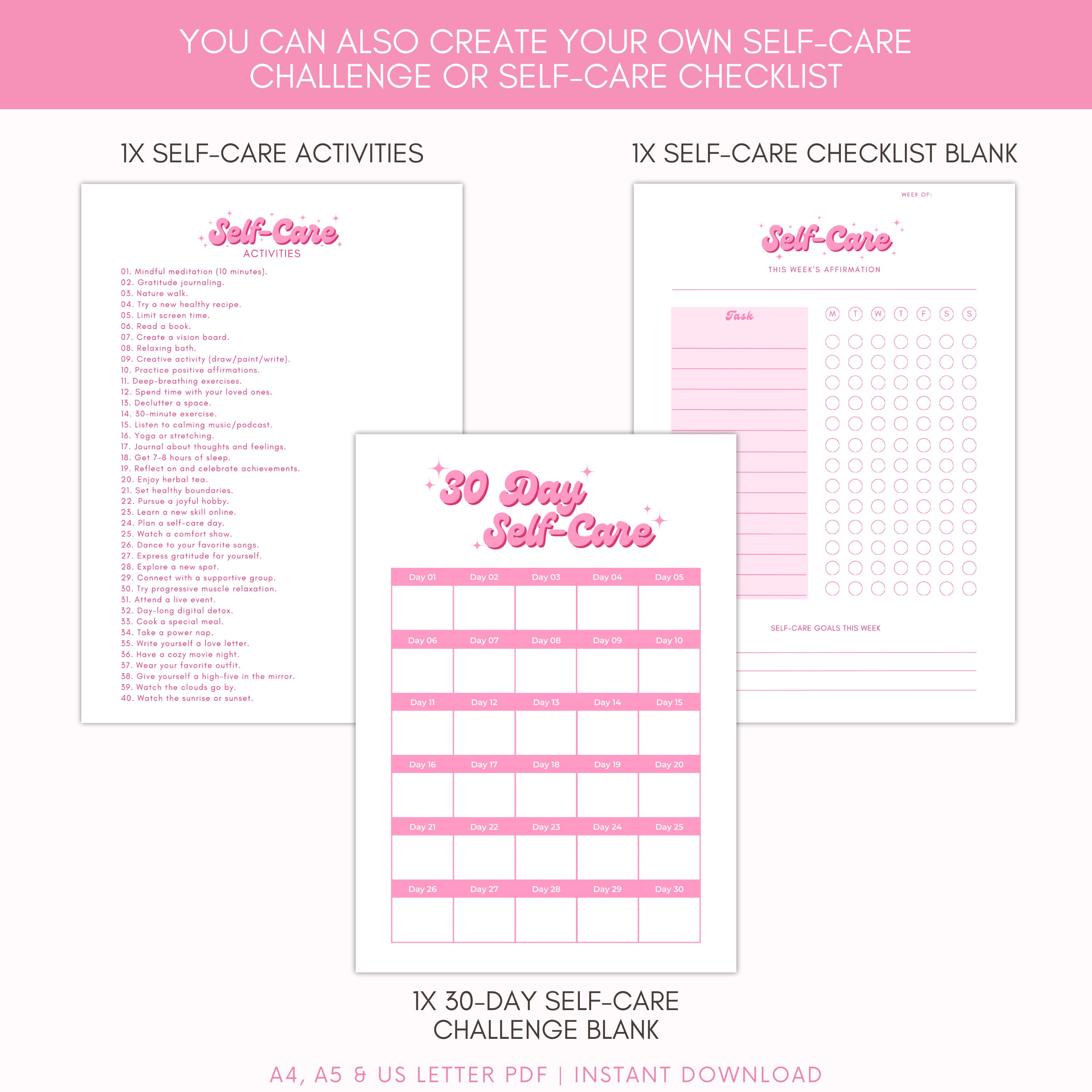 30-day Self-care Challenge Printable Self-care Challenge Self-care ...