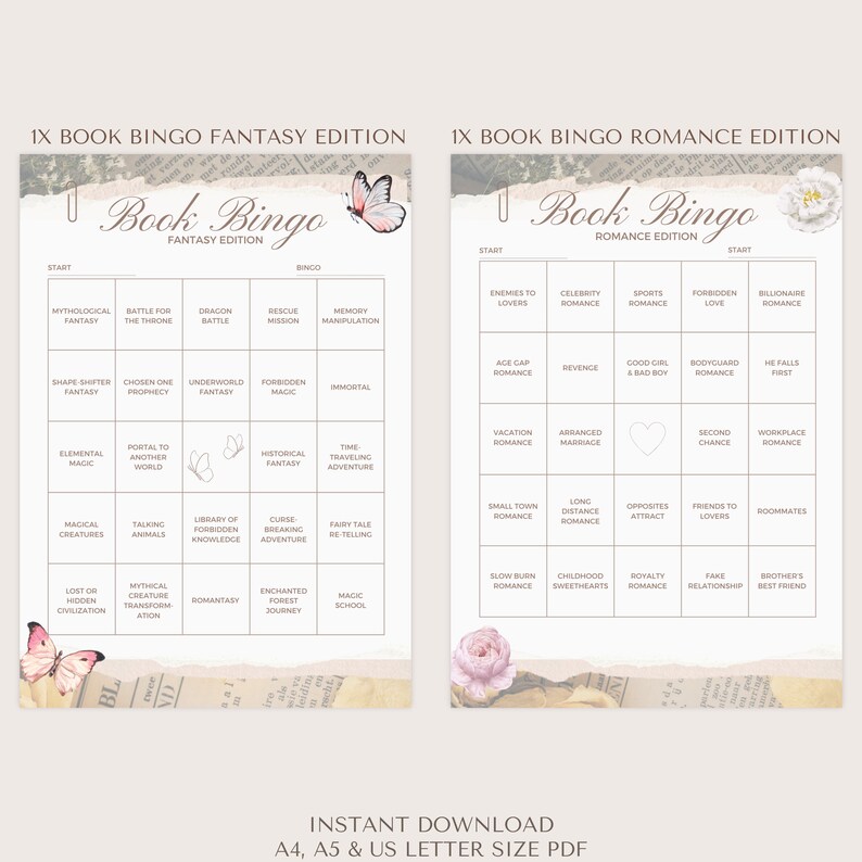 Printable Book Bingo Digital Reading Bingo A4, A5 & US Letter PDF ...