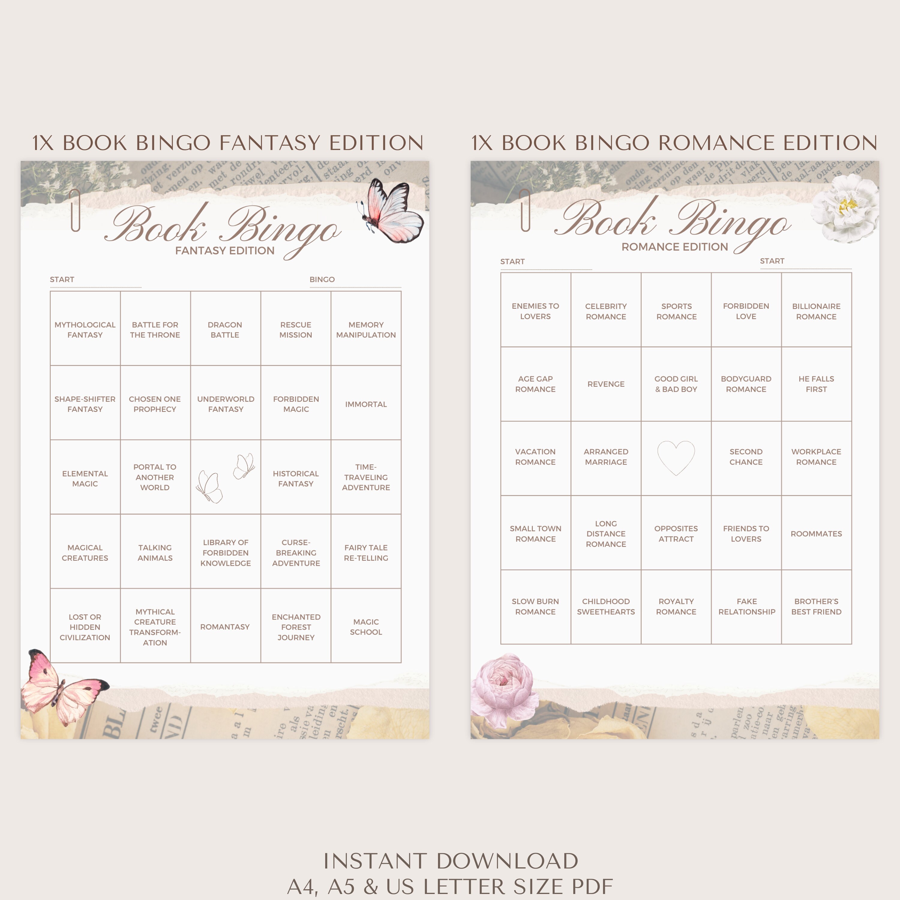 Printable Book Bingo Digital Reading Bingo A4, A5 & US Letter PDF ...