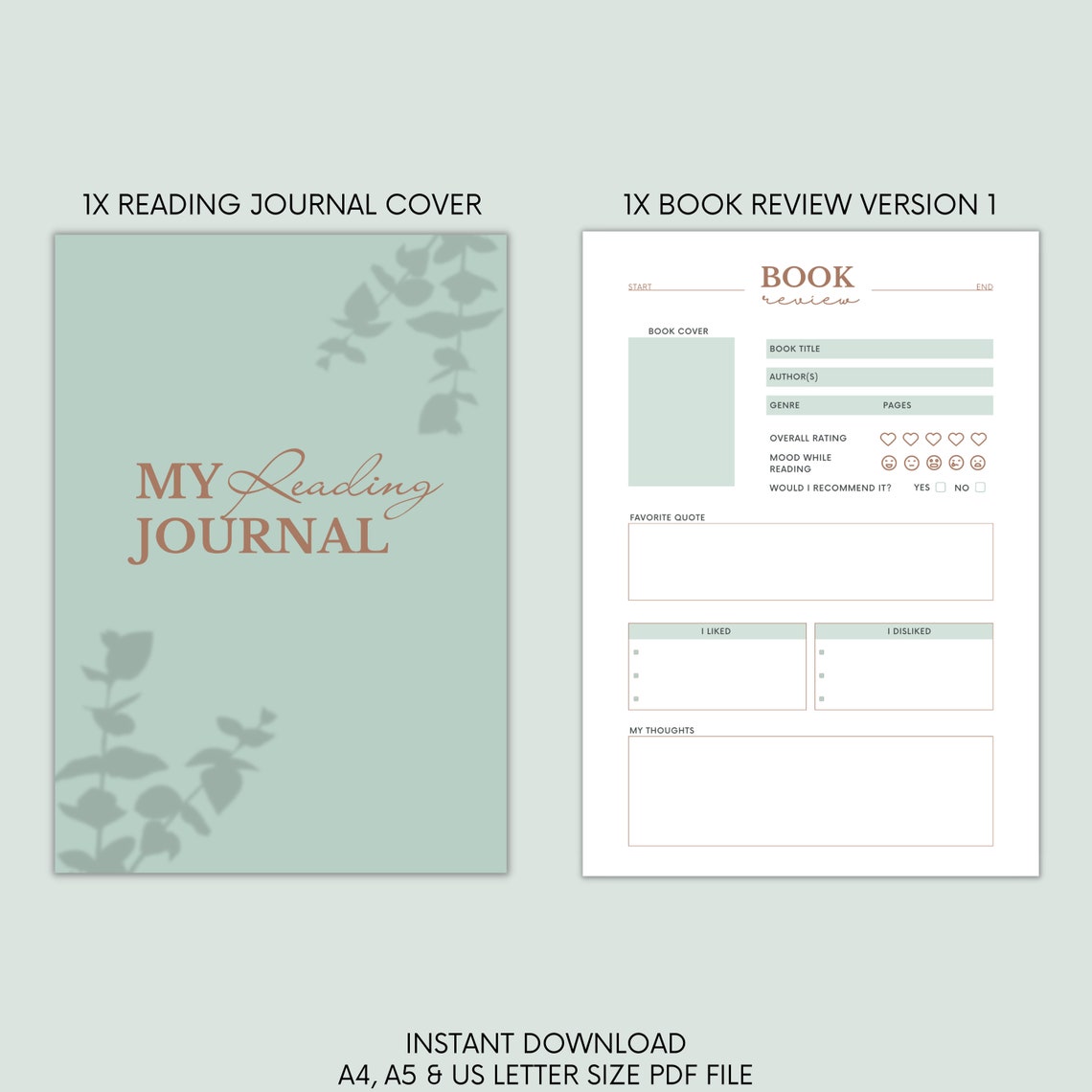 Digital Reading Journal Printable Reading Journal Book Journal Book ...