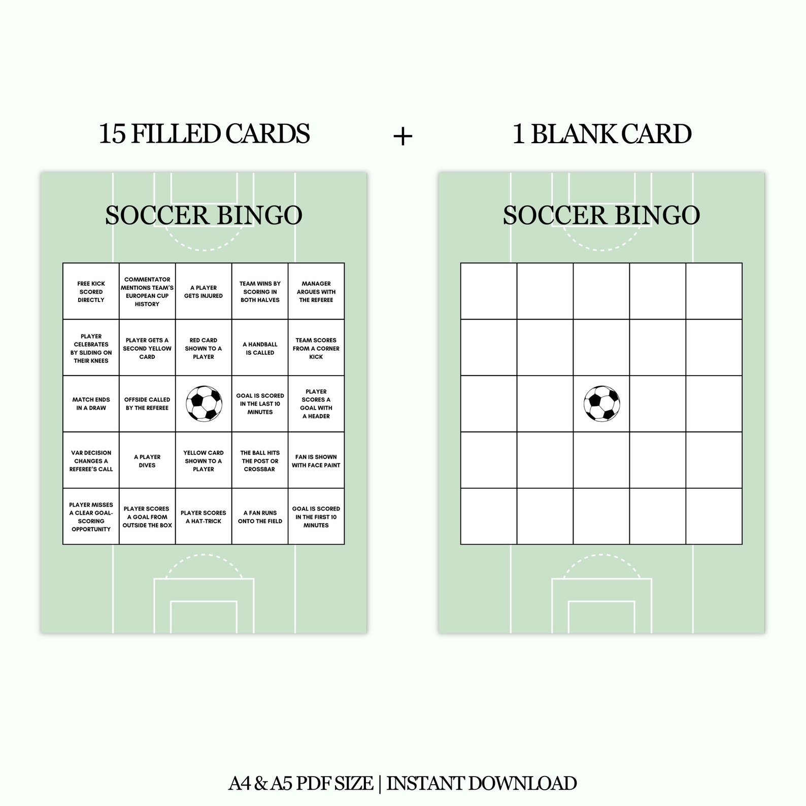 Printable Soccer Bingo Soccer Party Game European Cup Edition
