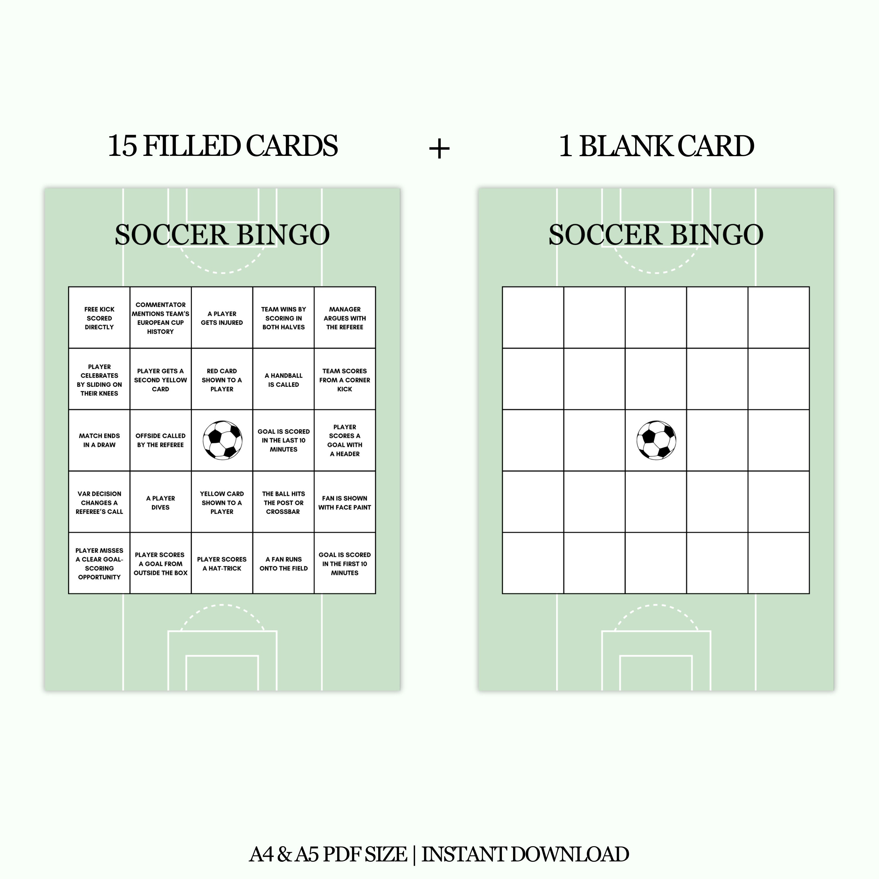 Printable Soccer Bingo - Soccer Party Game - European Cup Edition ...