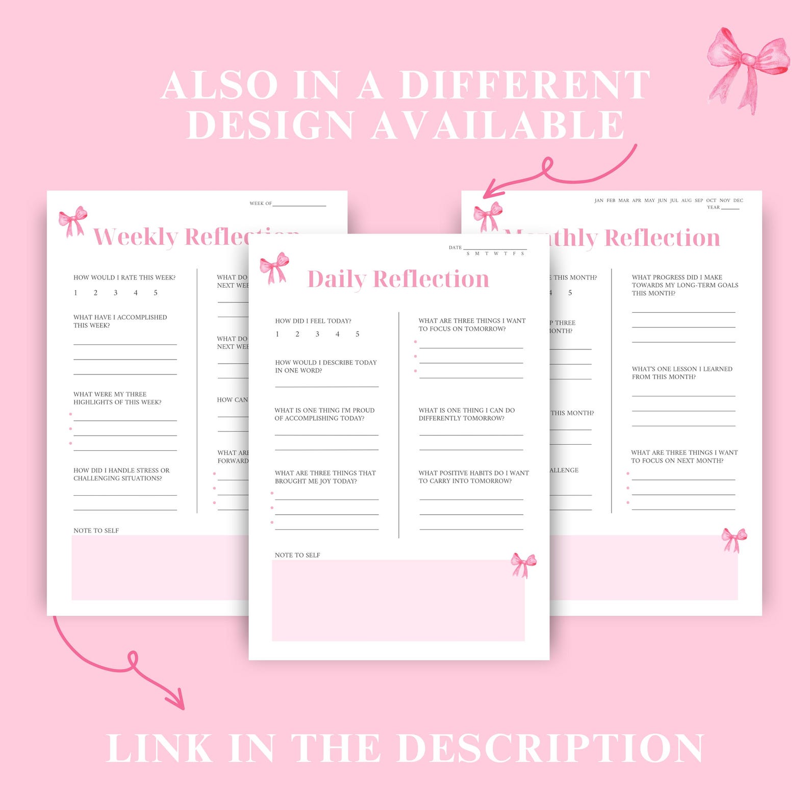 Printable Daily Reflection Journal | Weekly Reflection | Monthly Reflection | Journal Template ...