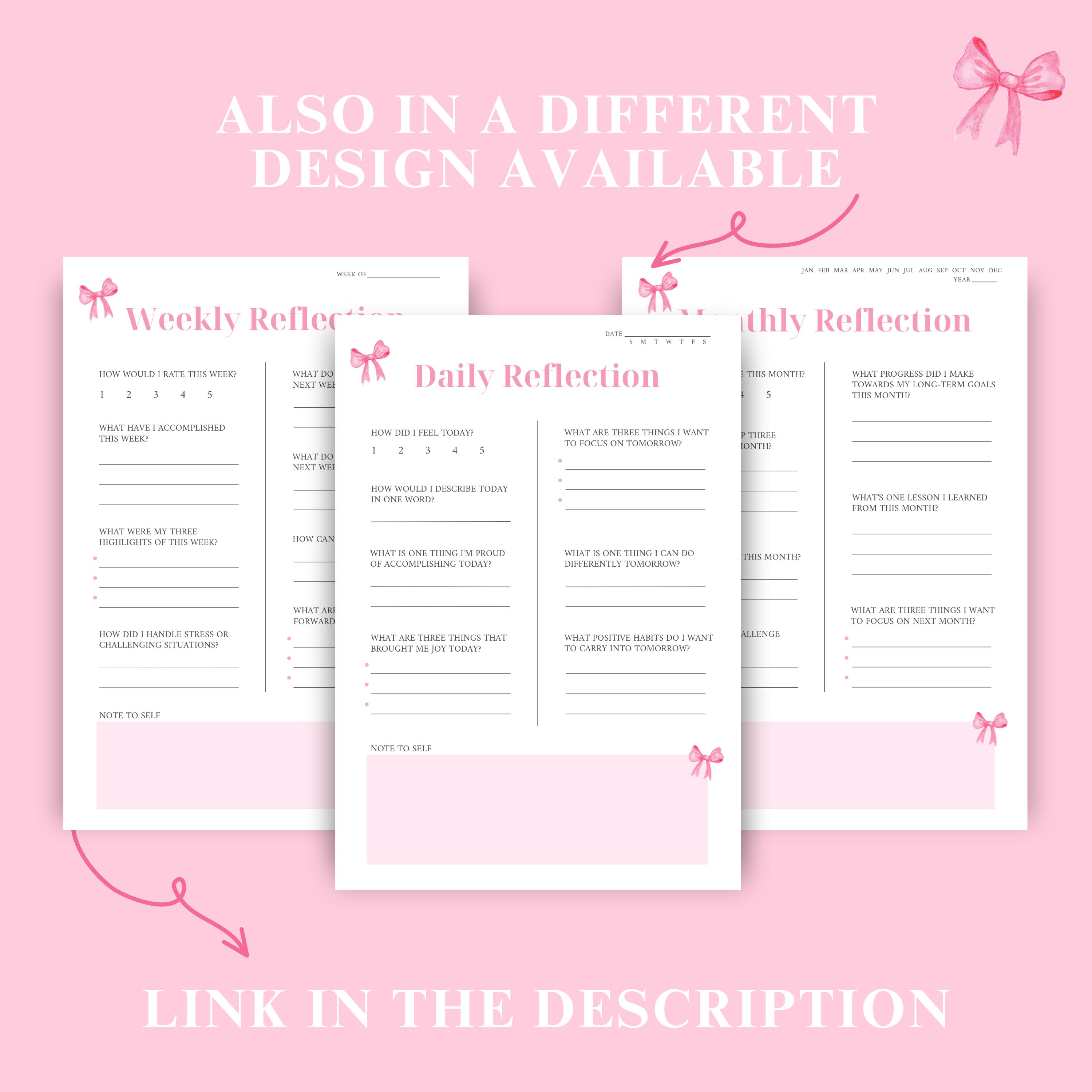 Printable Daily Reflection Journal | Weekly Reflection | Monthly ...