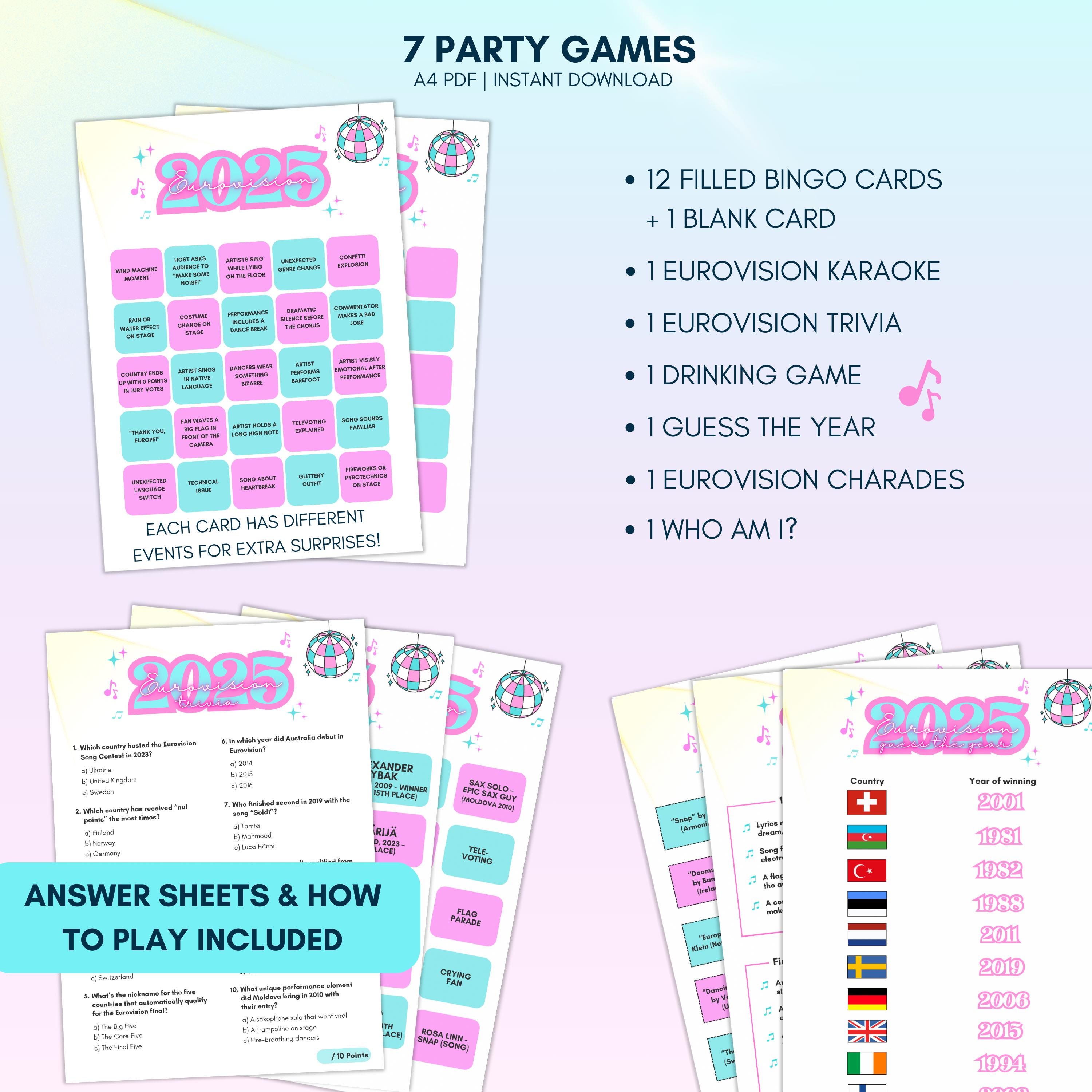 Printable Eurovision 2025 Party Bundle - Updated 2025 Version ...