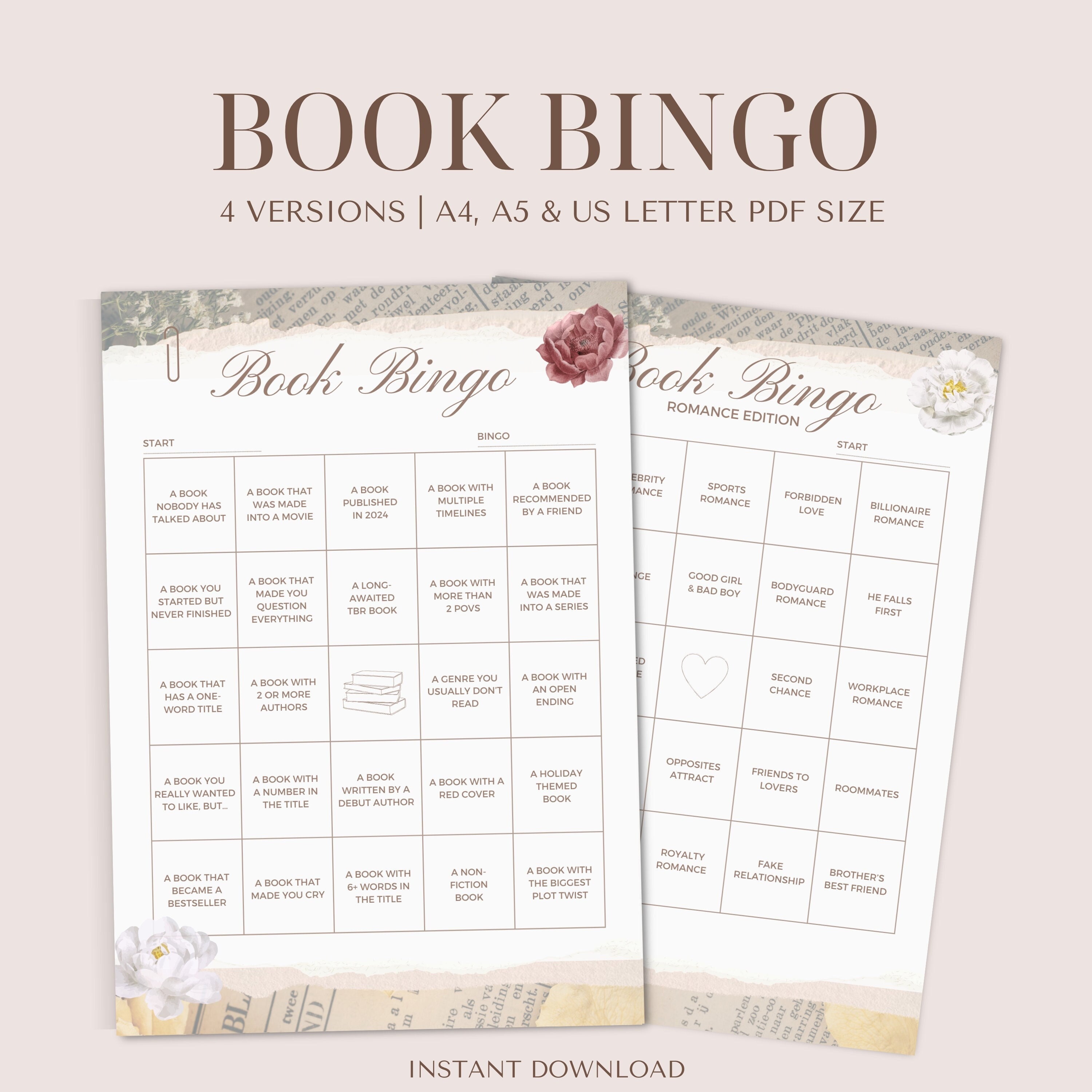Printable Book Bingo Digital Reading Bingo A4, A5 & US Letter PDF ...
