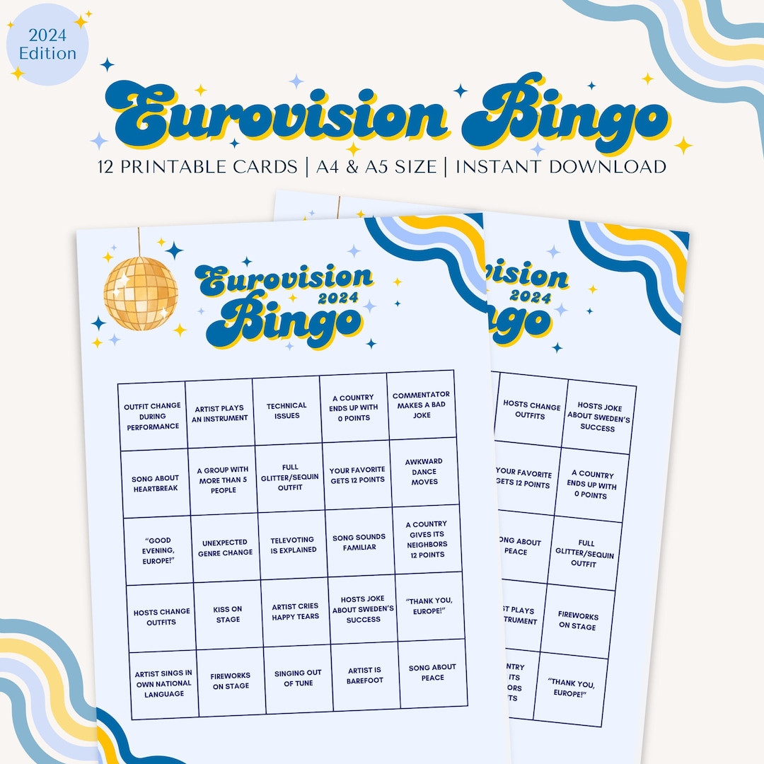 Eurovision 2024 Bingo Printable Eurovision Bingo Eurovision Party Game ...