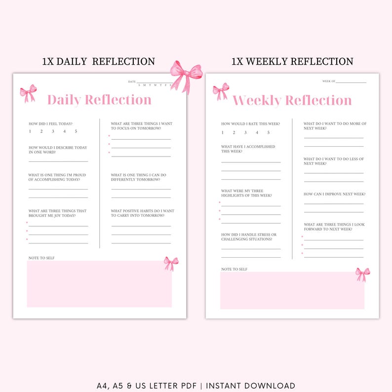 Printable Daily Reflection Journal | Weekly Reflection | Monthly ...