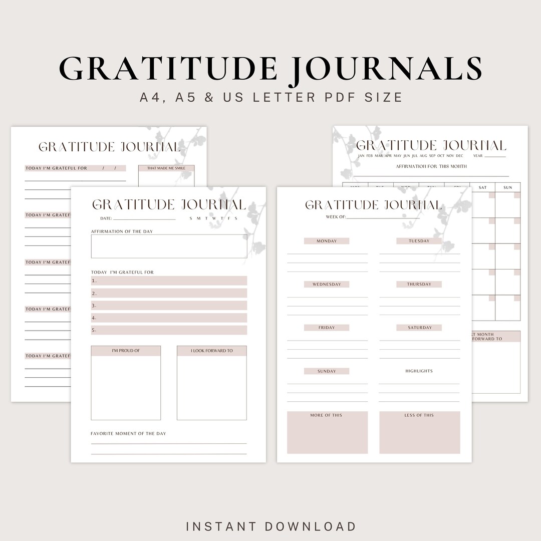 Printable Gratitude Journal - Digital Gratitude - Daily Gratitude ...