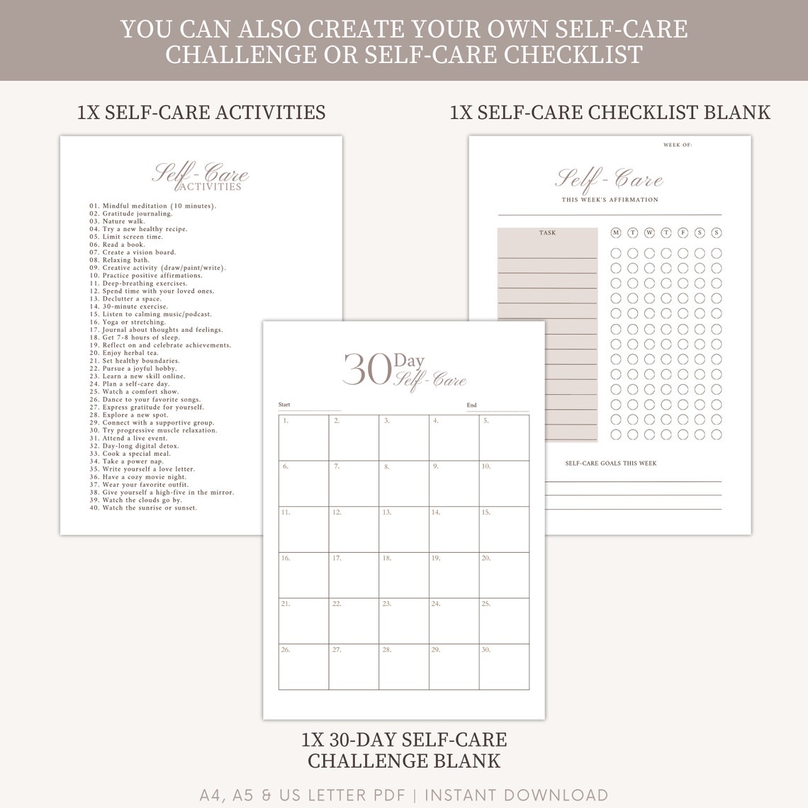 30-day Self-care Challenge Printable Self-care Challenge Self-care ...