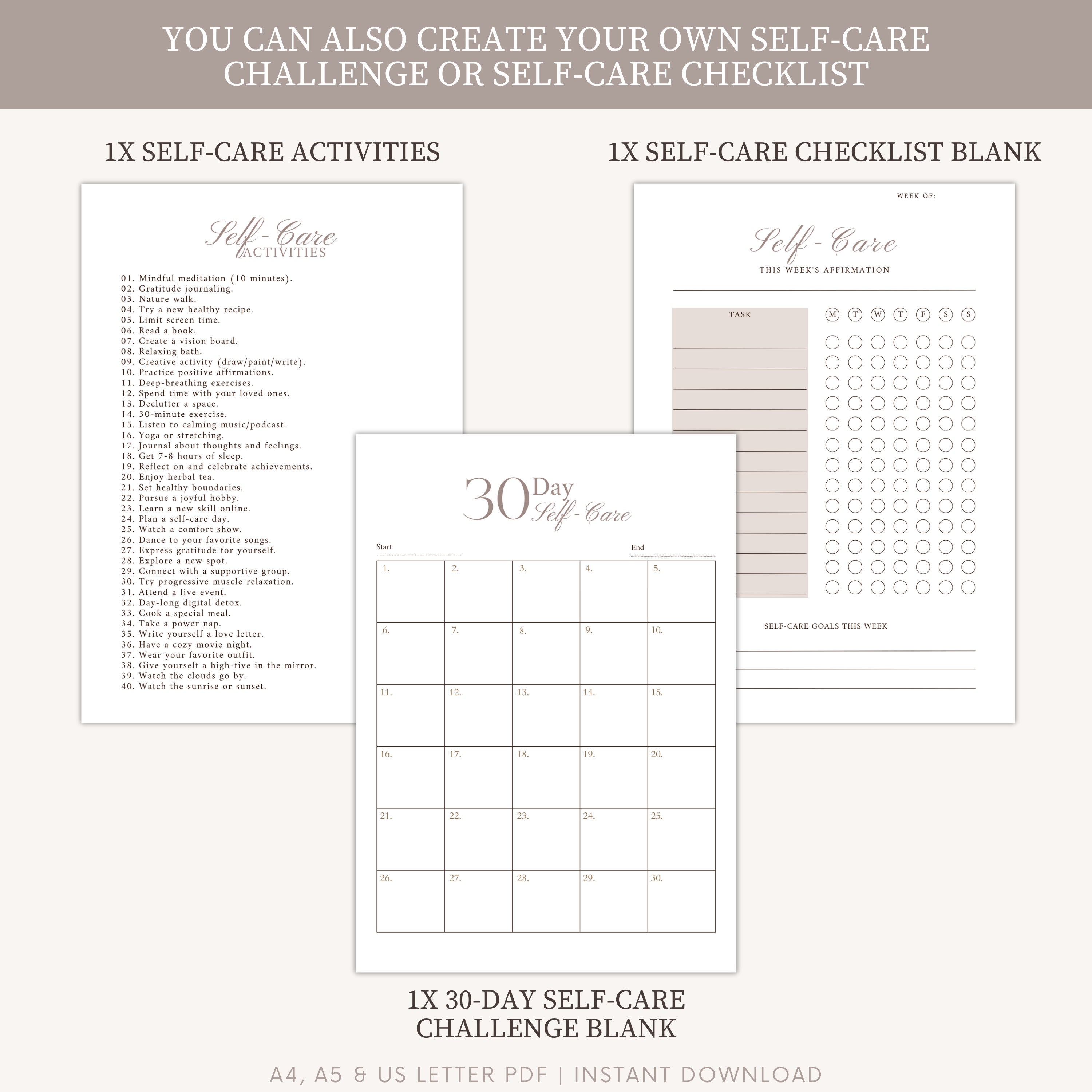 30-day Self-care Challenge Printable Self-care Challenge Self-care ...