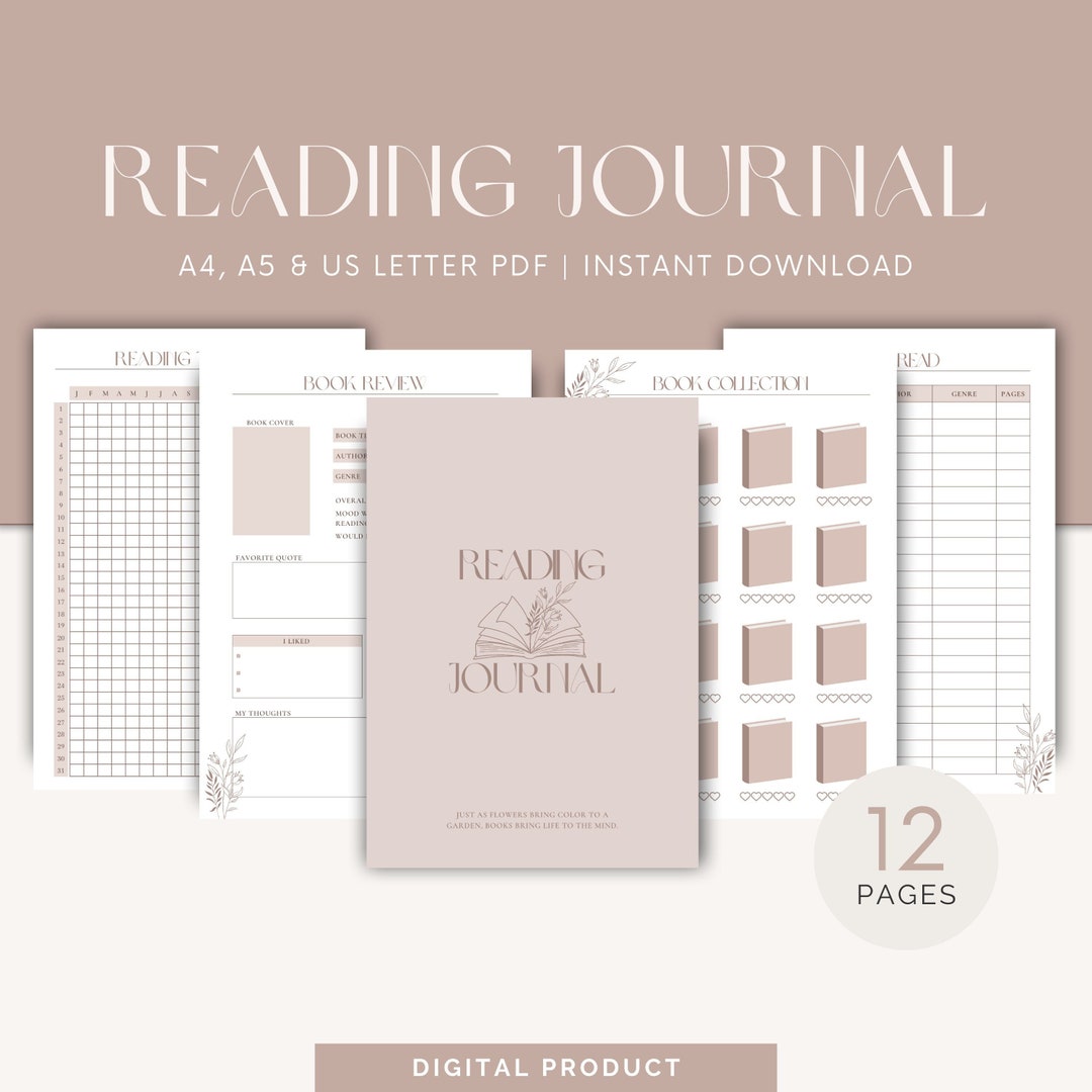 Digital Reading Journal Printable Reading Journal Instant Download Book ...