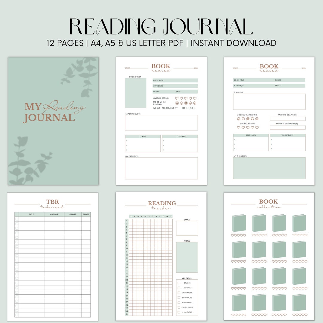 Digital Reading Journal Printable Reading Journal Book Journal Book ...