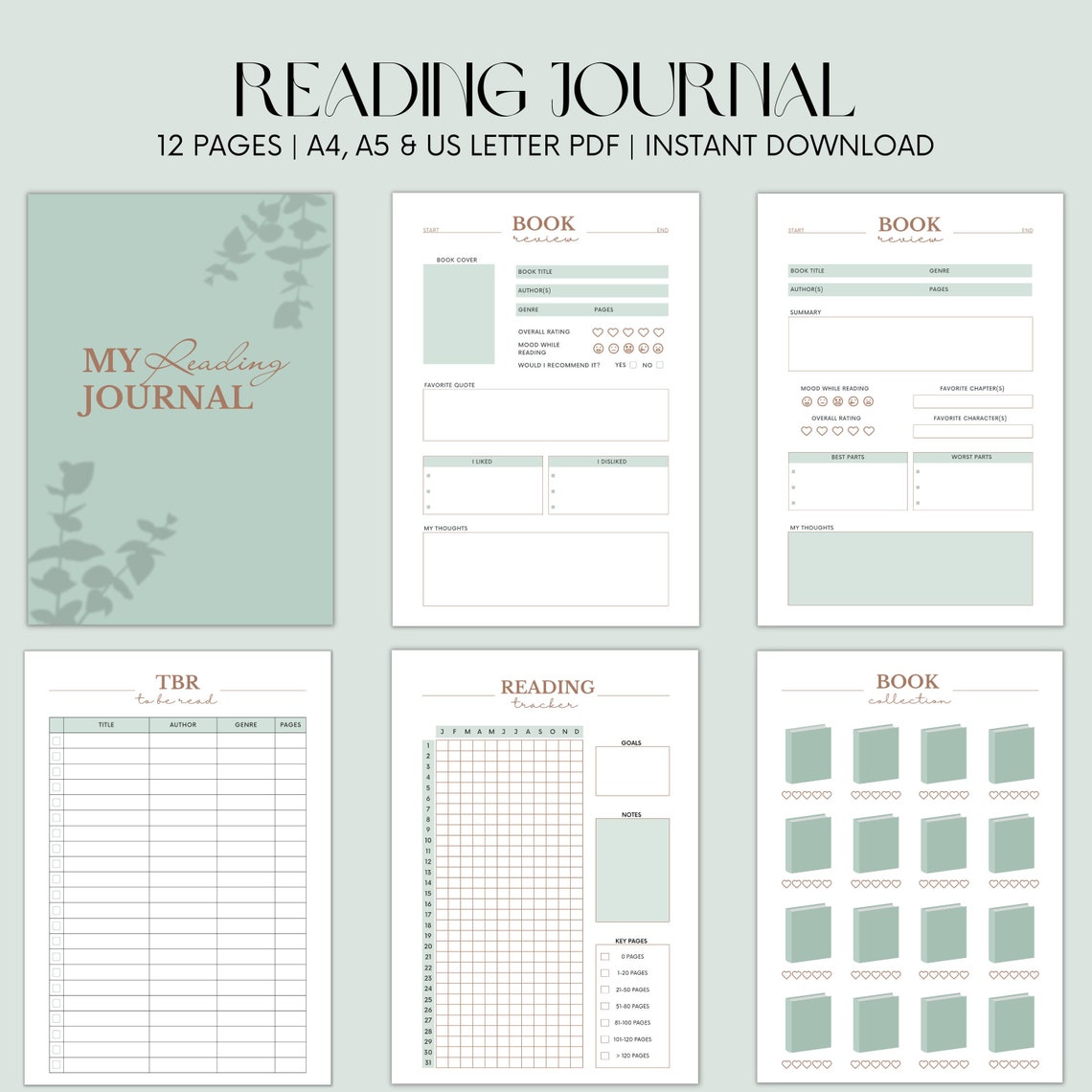 Digital Reading Journal Printable Reading Journal Book Journal Book ...