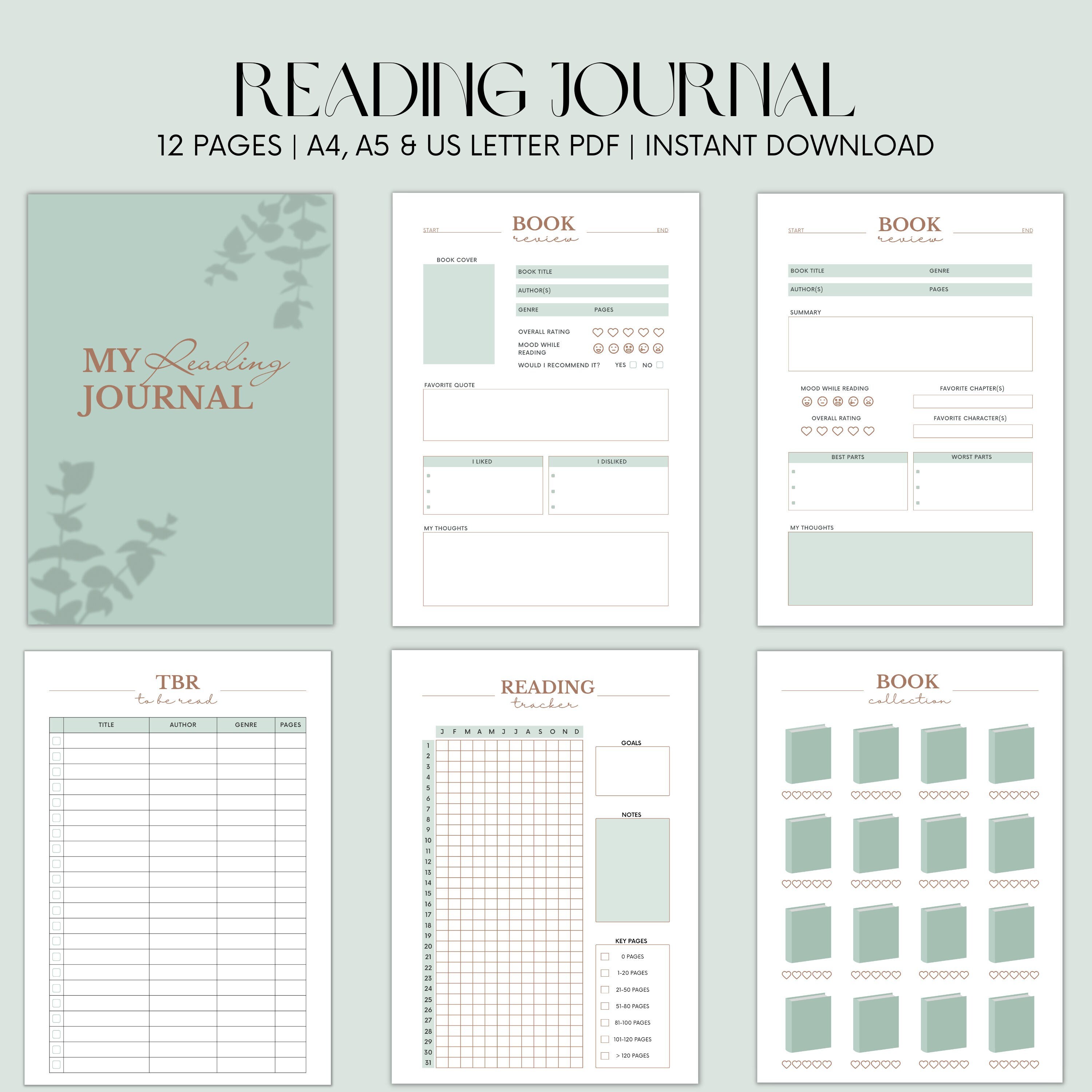 Digital Reading Journal Printable Reading Journal Book Journal Book ...