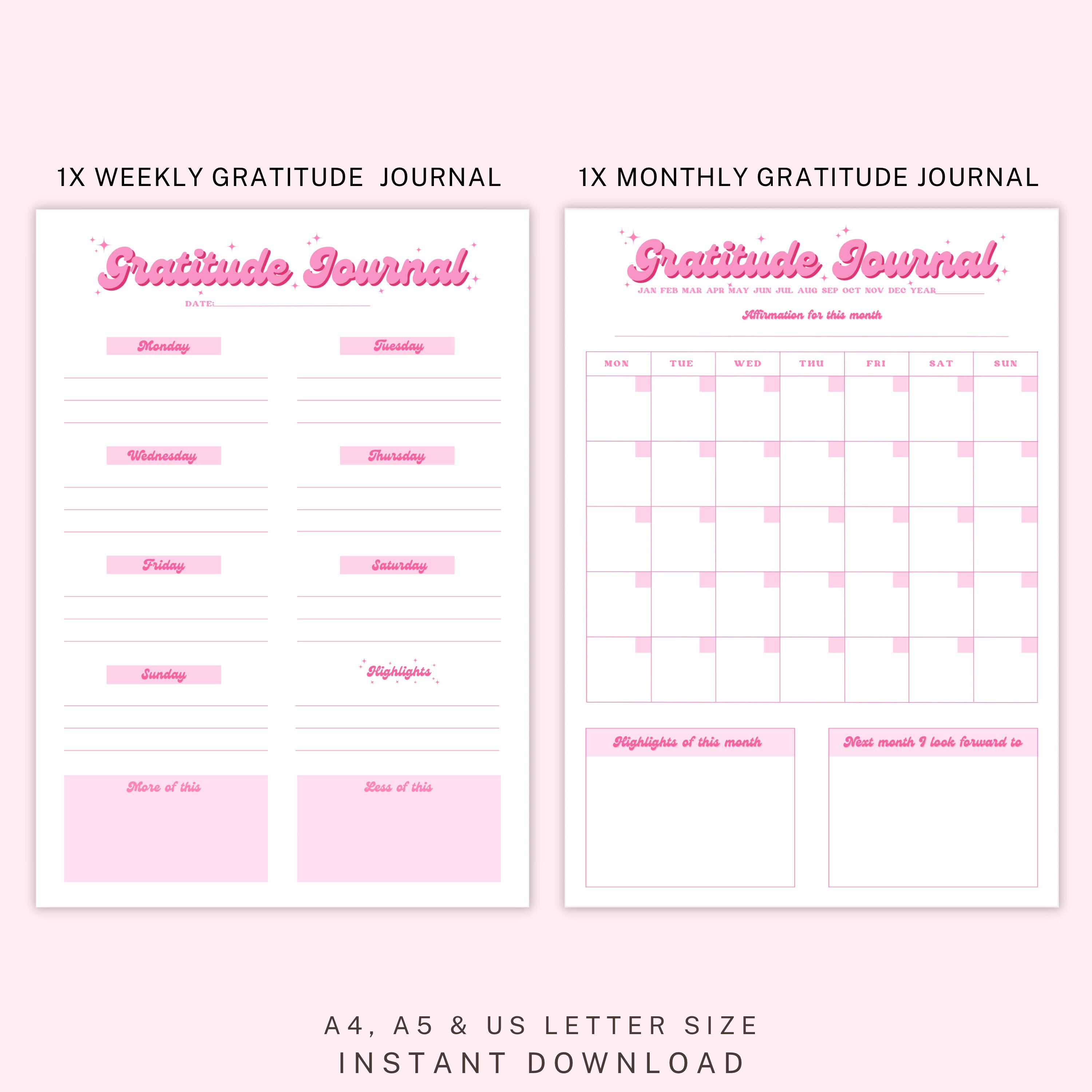 Printable Gratitude Journal - Daily Gratitude - Weekly Gratitude ...