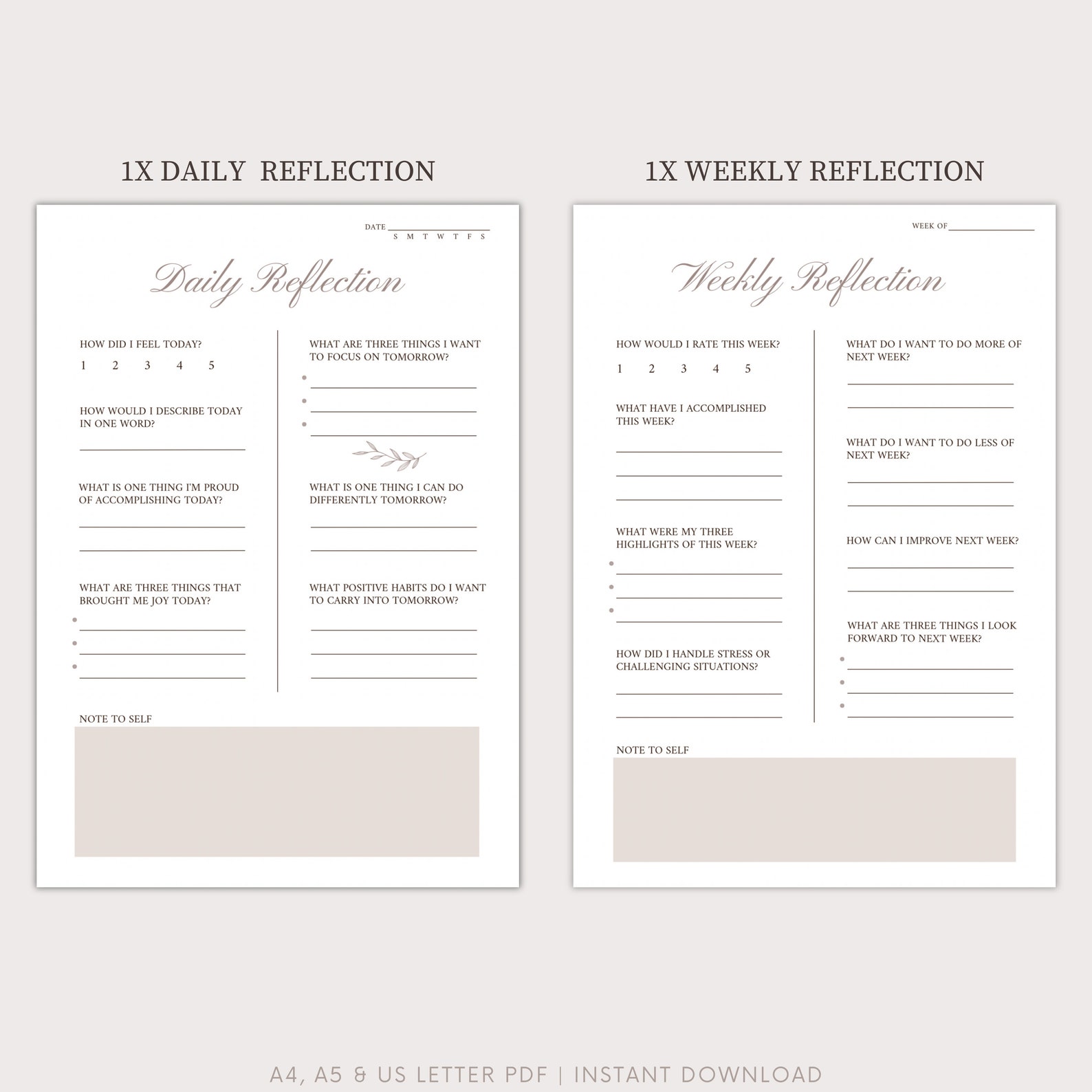 Printable Daily Reflection Journal | Weekly Reflection | Monthly ...