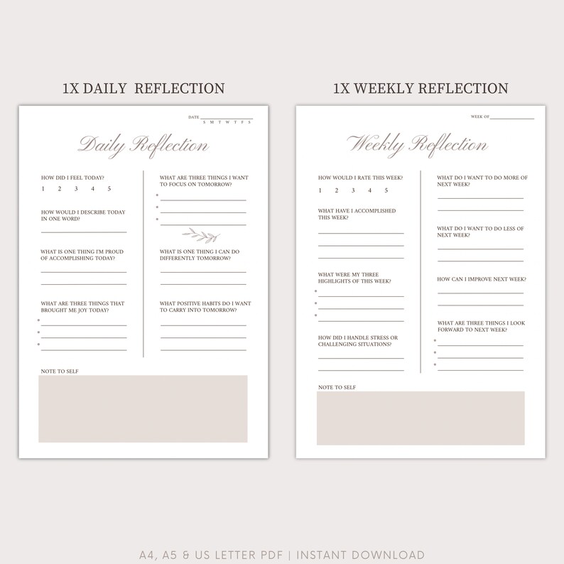 Printable Daily Reflection Journal | Weekly Reflection | Monthly ...