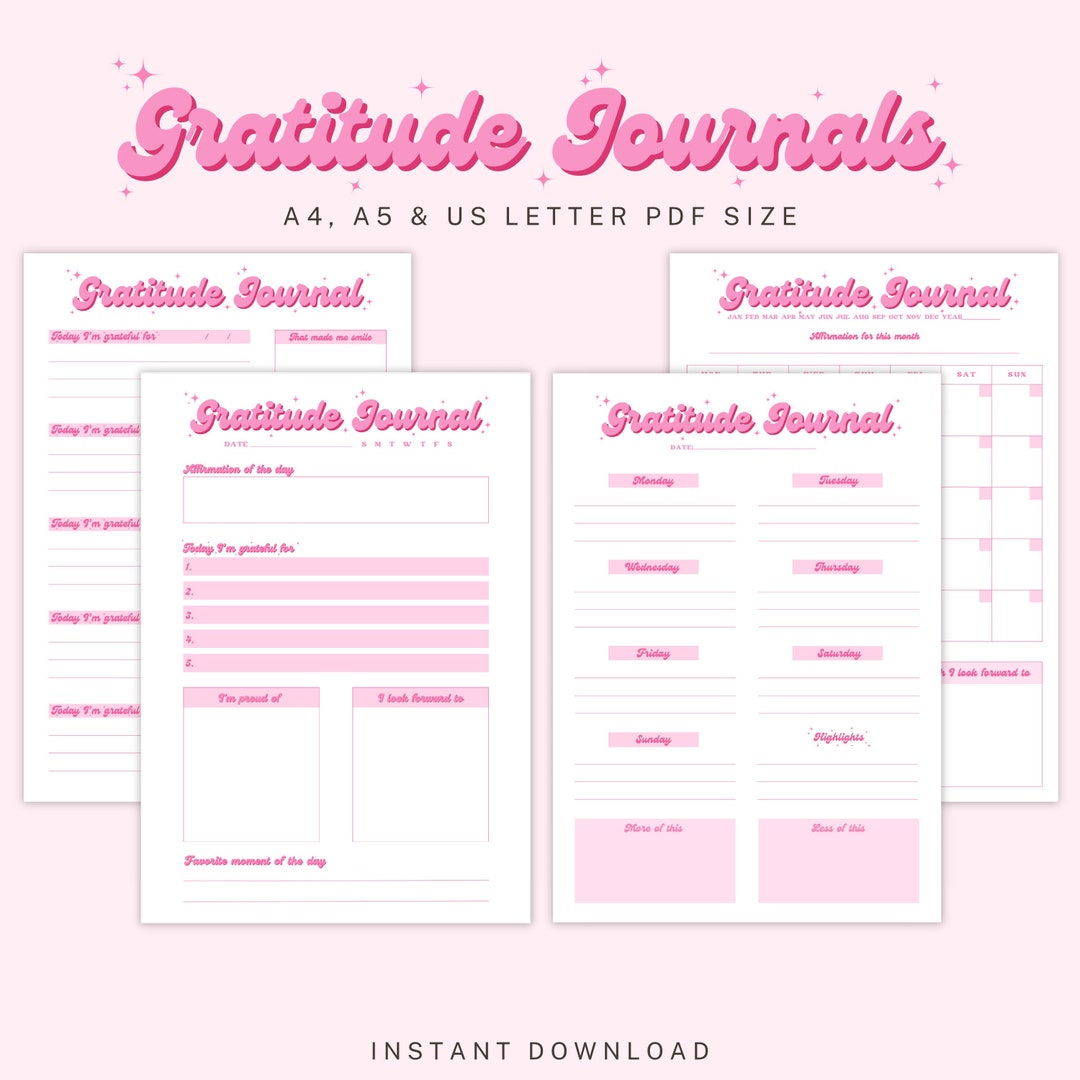 Printable Gratitude Journal - Daily Gratitude - Weekly Gratitude ...