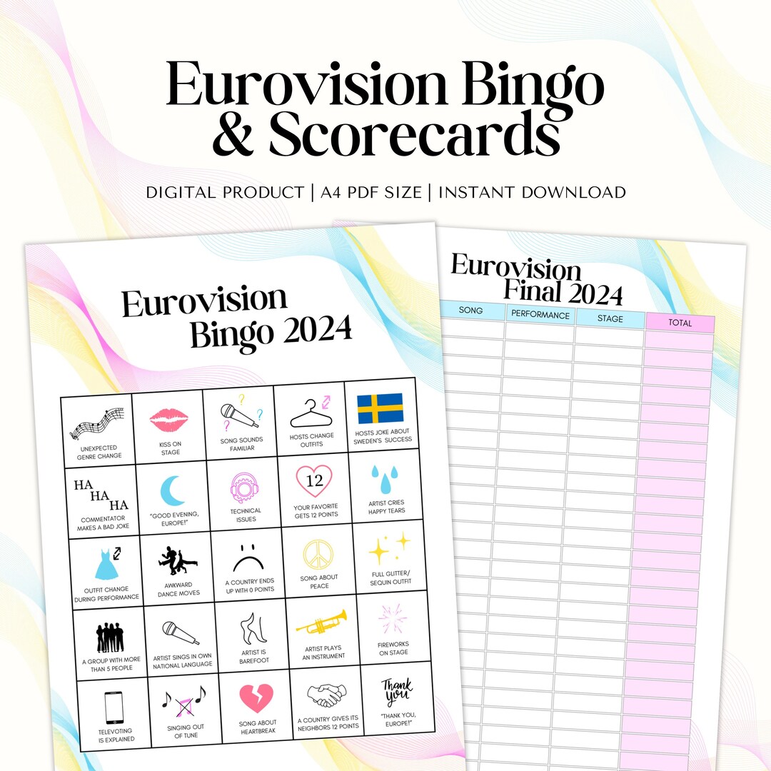 Eurovision 2024 Bingo and Scorecards Printable Eurovision Bingo ...
