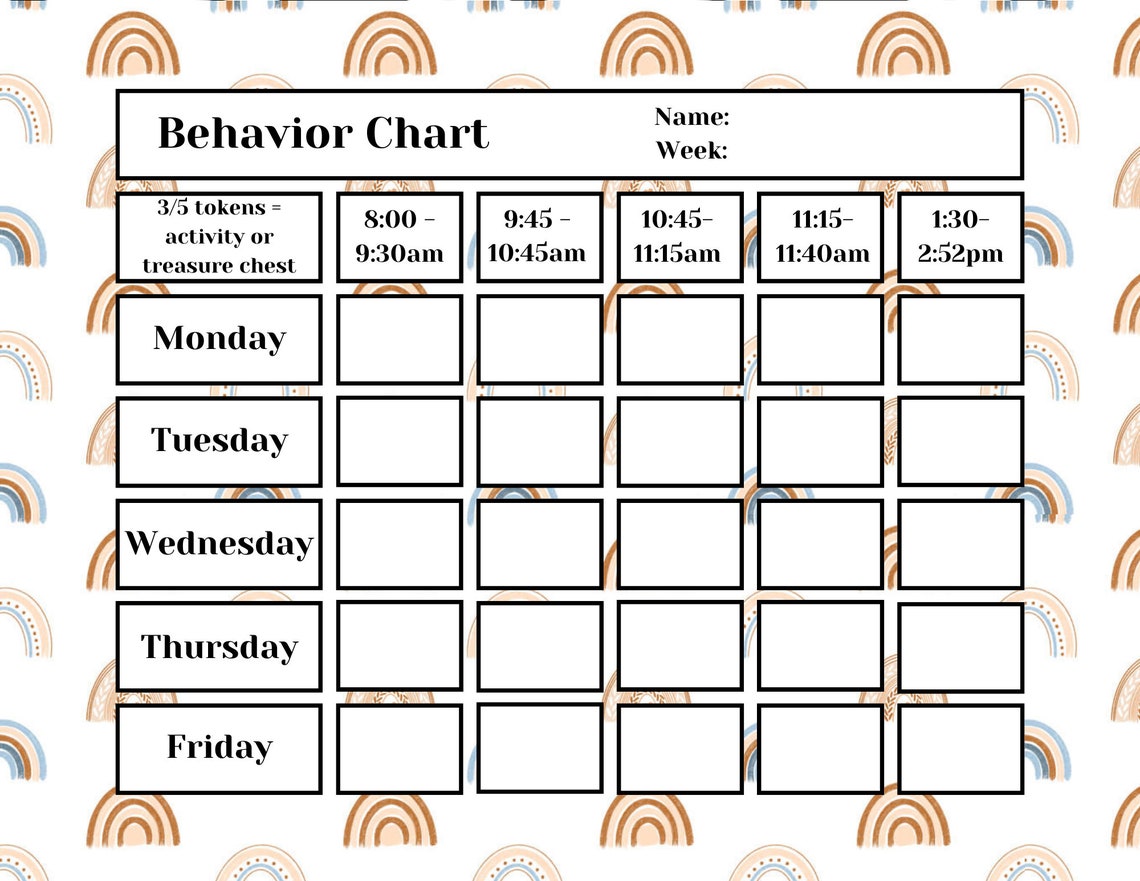 DIGITAL Boho Rainbow Behavior Chart - Etsy