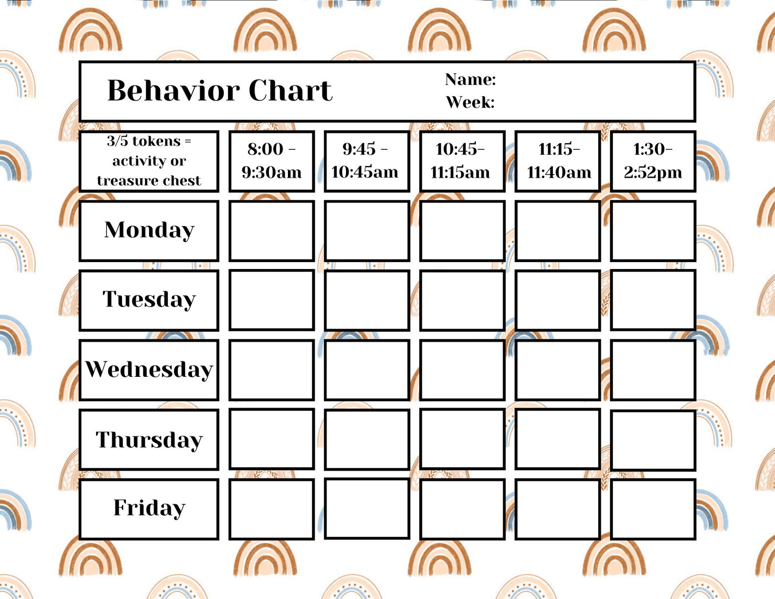 DIGITAL Boho Rainbow Behavior Chart - Etsy