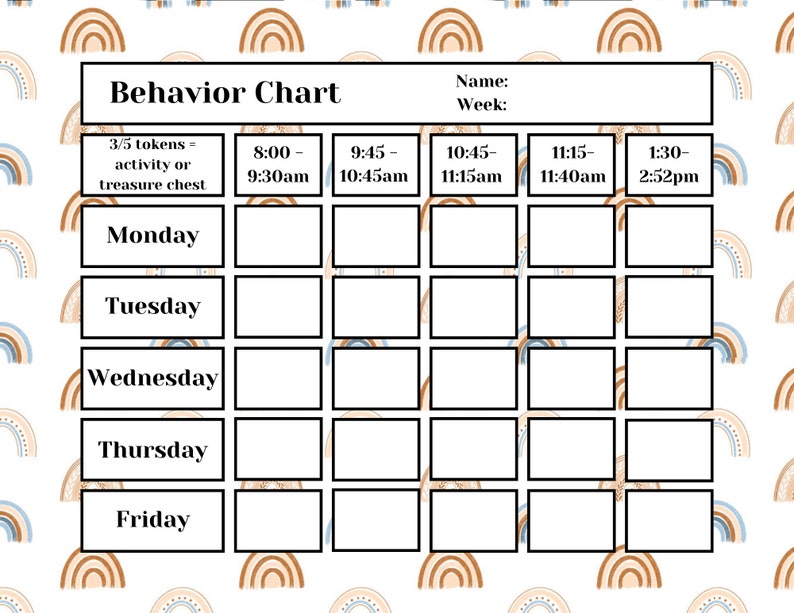 DIGITAL Boho Rainbow Behavior Chart - Etsy